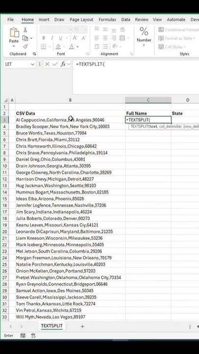 Splitting CSV in Excel #excel #exceltips #exceltricks #officechaser #splitdata www.officechaser ...