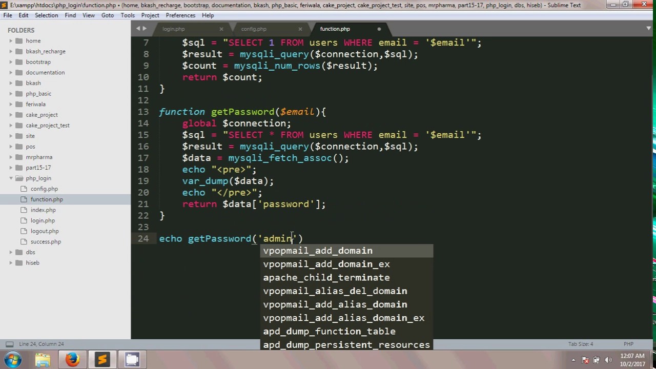 PHP Log in Bangla part 3 (DB connection & function create PHP #46 ...
