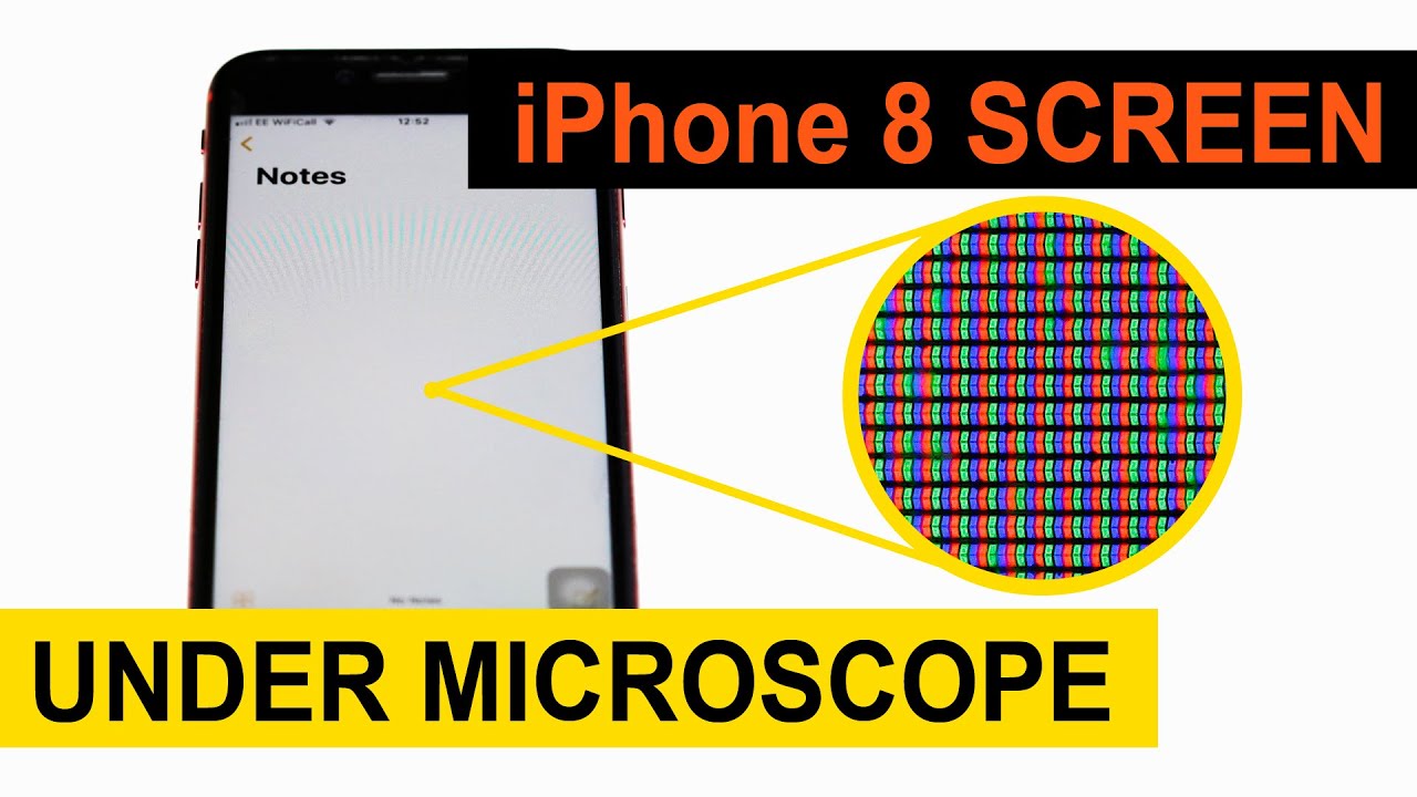 iPhone 8 Retina HD display 1000X | Magnified Under Microscope | RGB ...