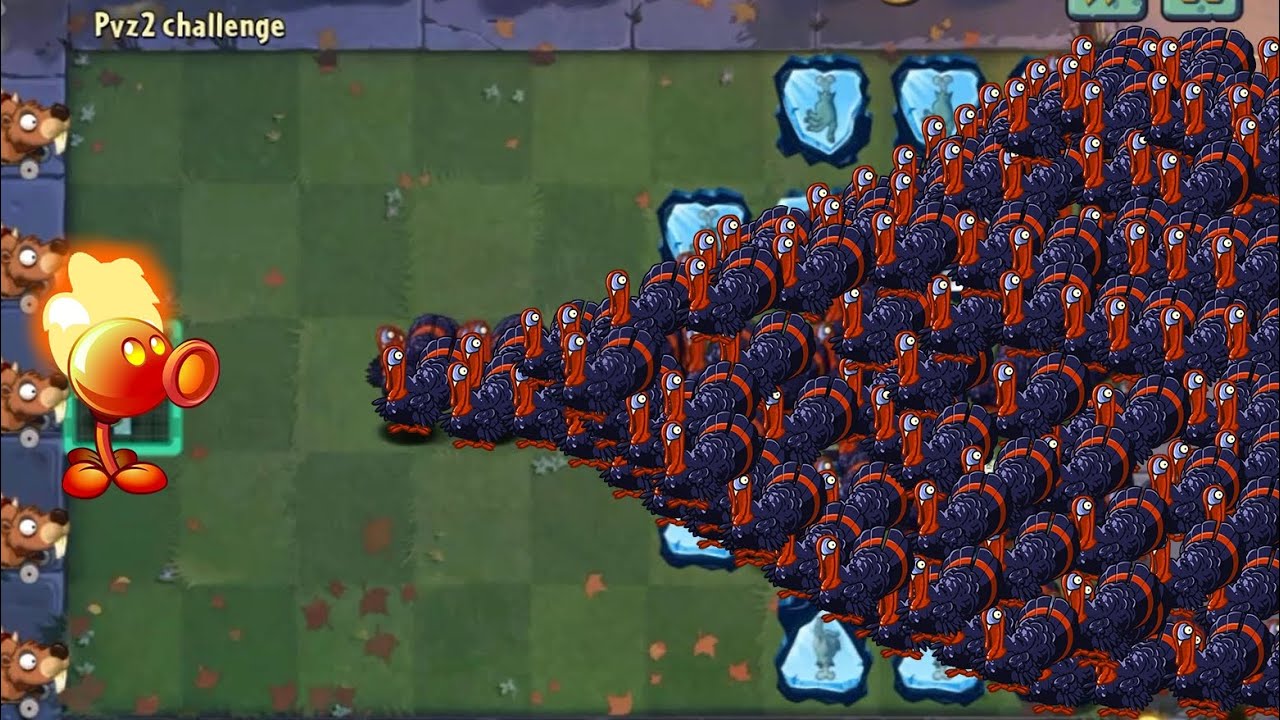 PvZ2 Custom , plants level max use 1 PF Vs zombie turkey level 1. - YouTube