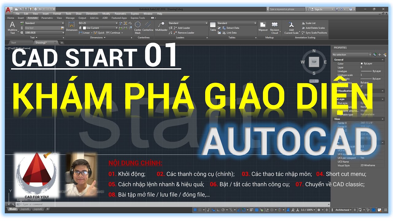 CAD START 01 | KHÁM PHÁ GIAO DIỆN AUTOCAD | HỌC AUTOCAD | CAD for you ...