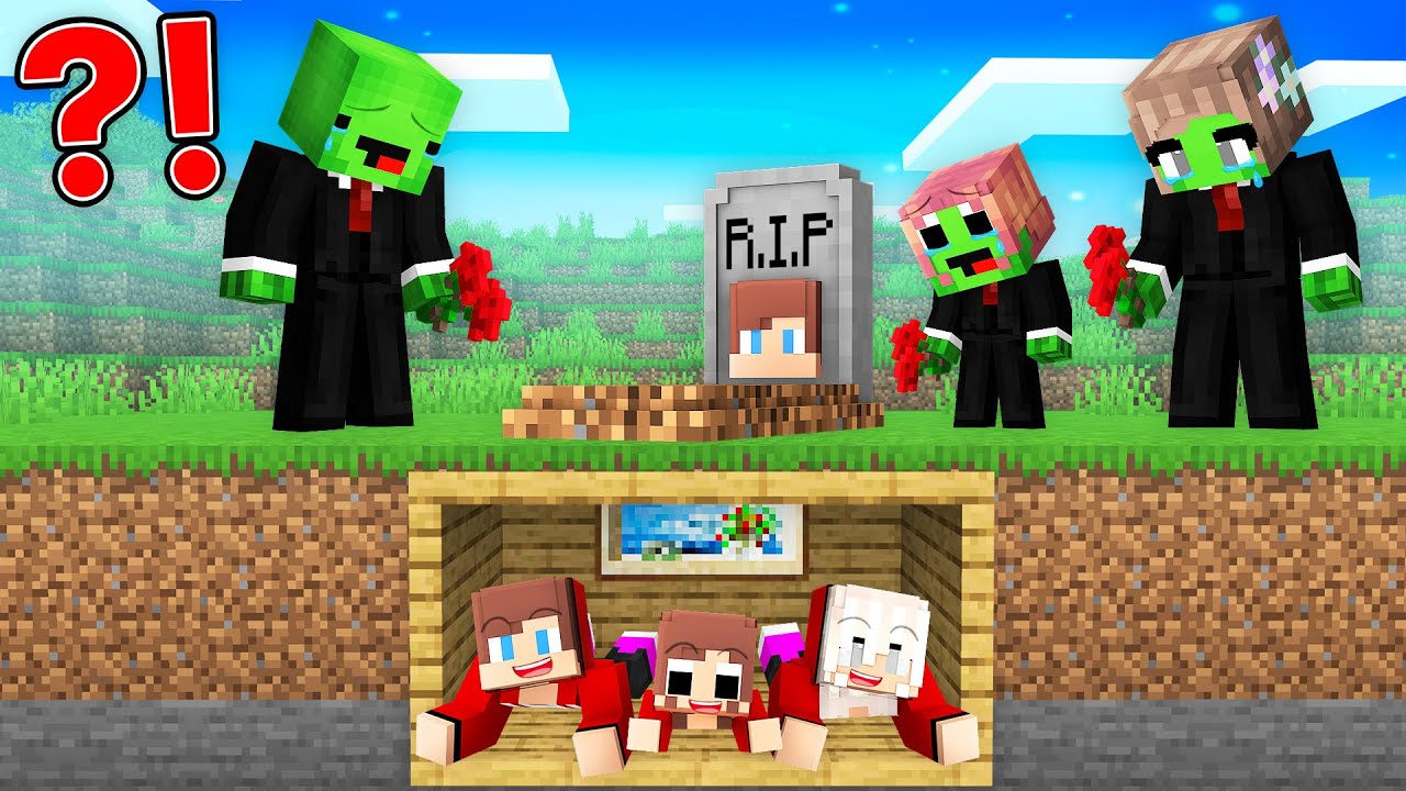 JJ Family Built a HOUSE inside the GRAVE To Prank Mikey Family in Minecraft (Maizen) - YouTube