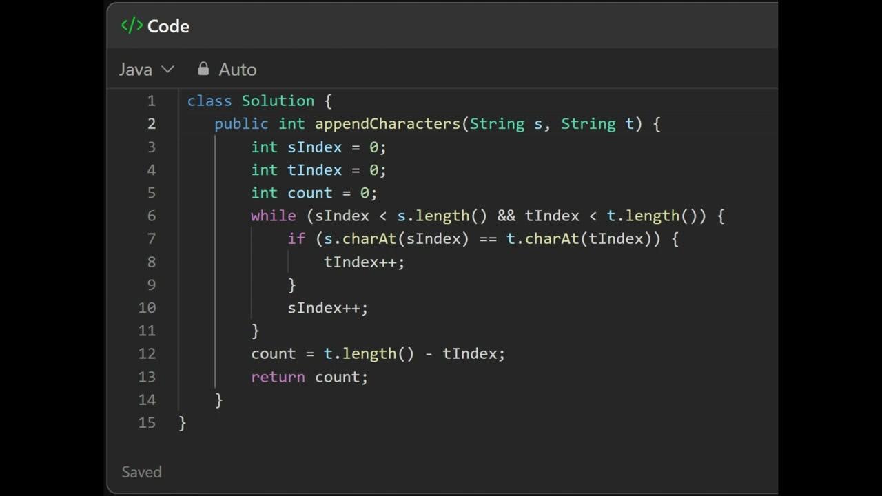 2486 Append Characters To String To Make Subsequence Youtube