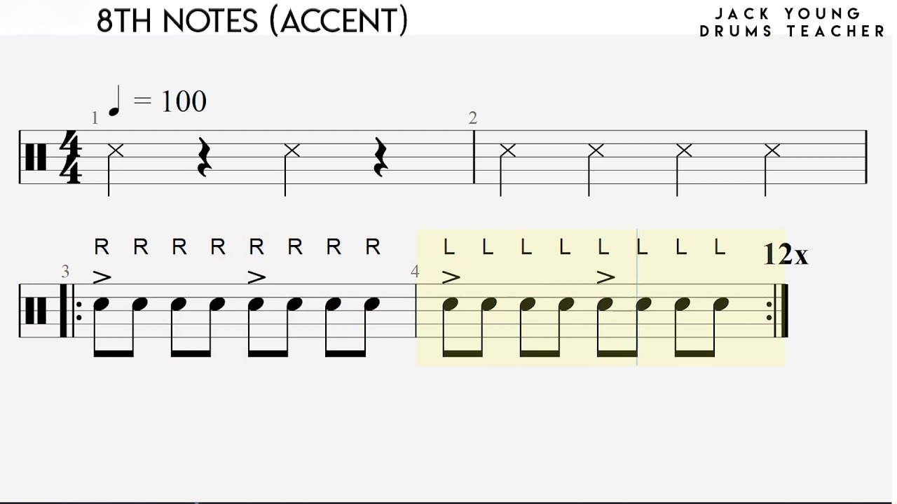 8th notes Accent - YouTube