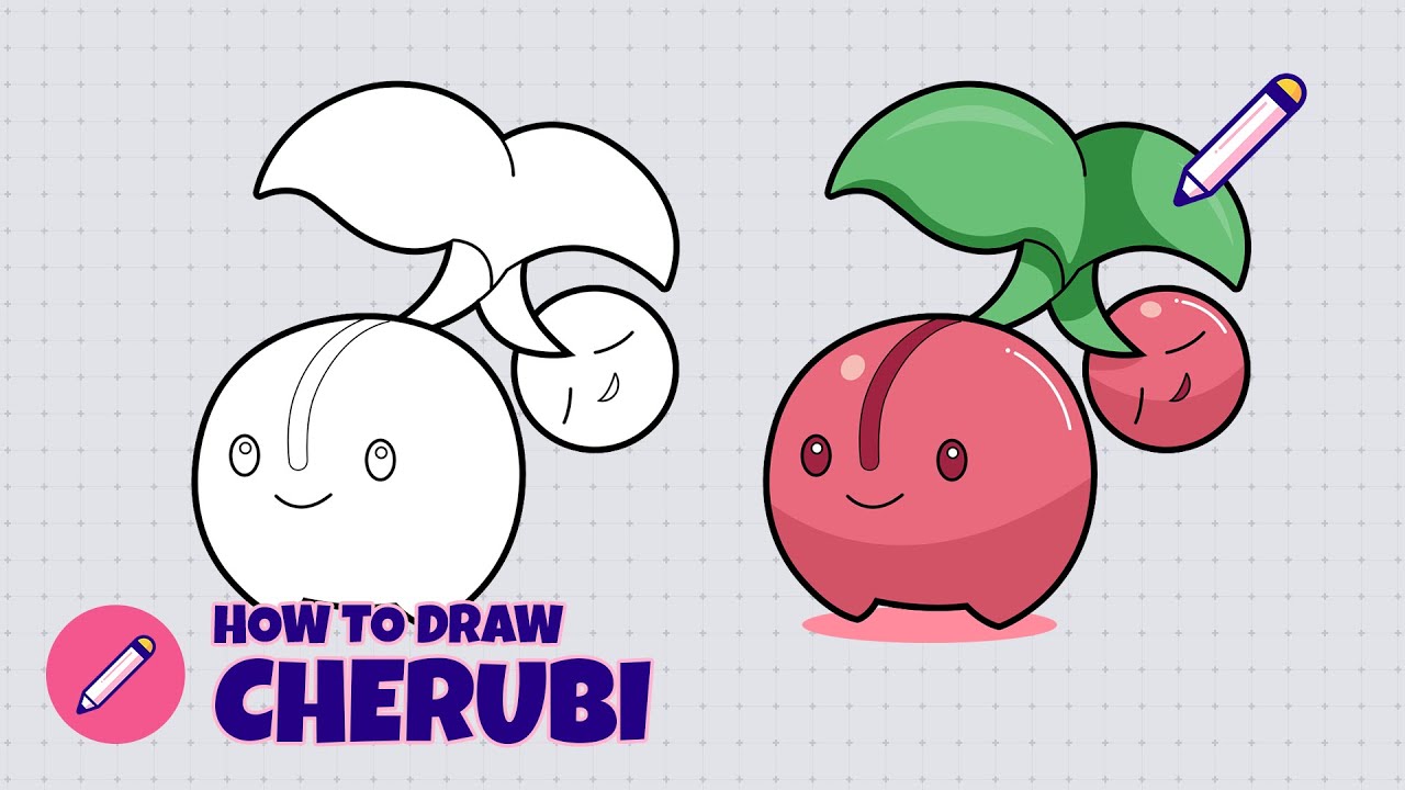 How to draw Cherubi (Pokemon)? Step by step drawing tutorial for kids ...