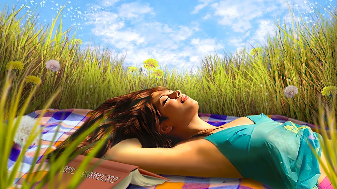 Resting in a Blissful Green Field - Soothing Music and Summer Meadow ...