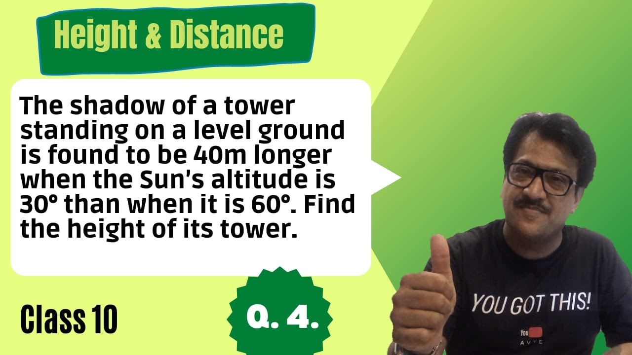 Solution of Important Question of H & D | Q 4 | The shadow of a tower ...