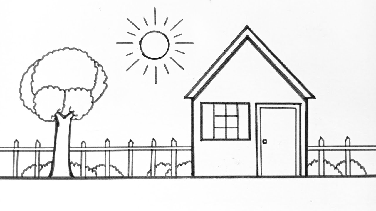 How to draw a home || Easy drawing || circle drawing ...