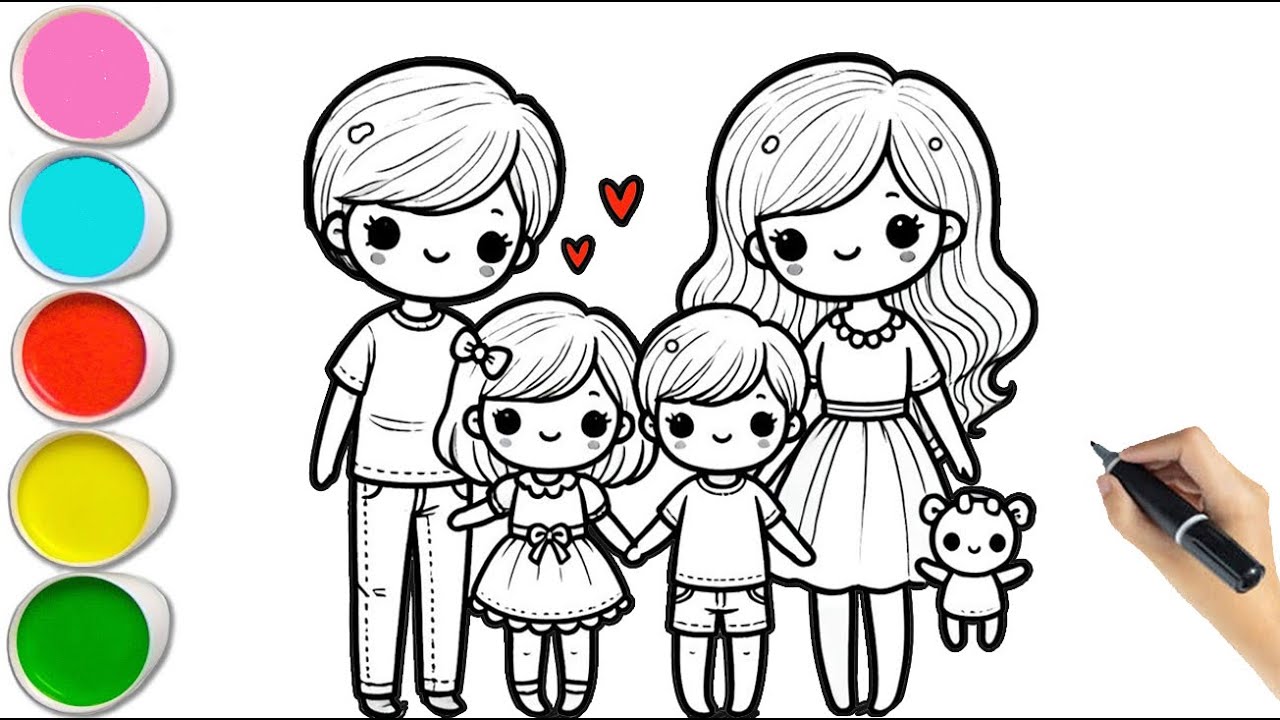 How To Draw A Picture of Family For Kids & Toddlers || Learn Family ...