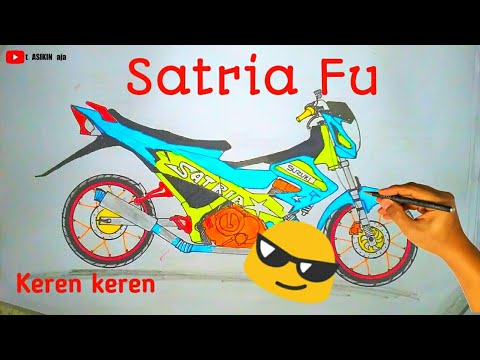 Menggambar satria fu | how to draw Suzuki raider | - YouTube