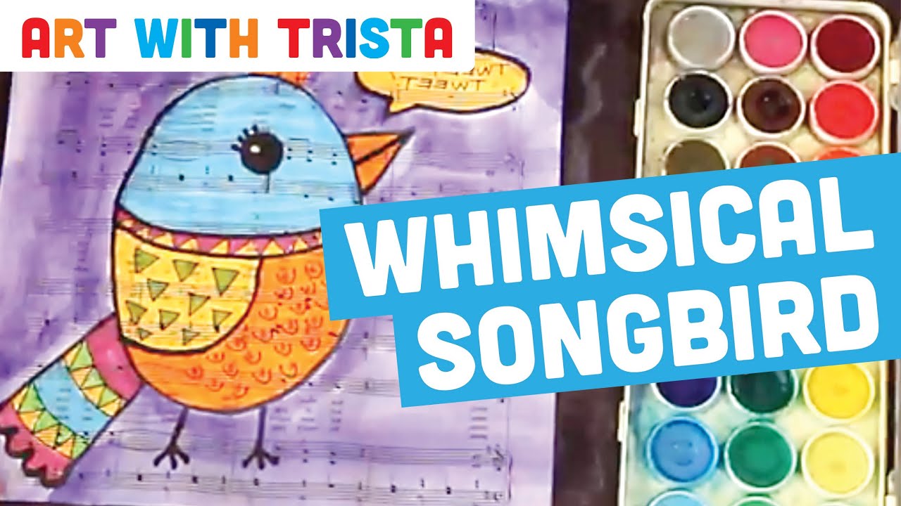 How to Draw A Whimsical Songbird Drawing Tutorial - Art With Trista ...