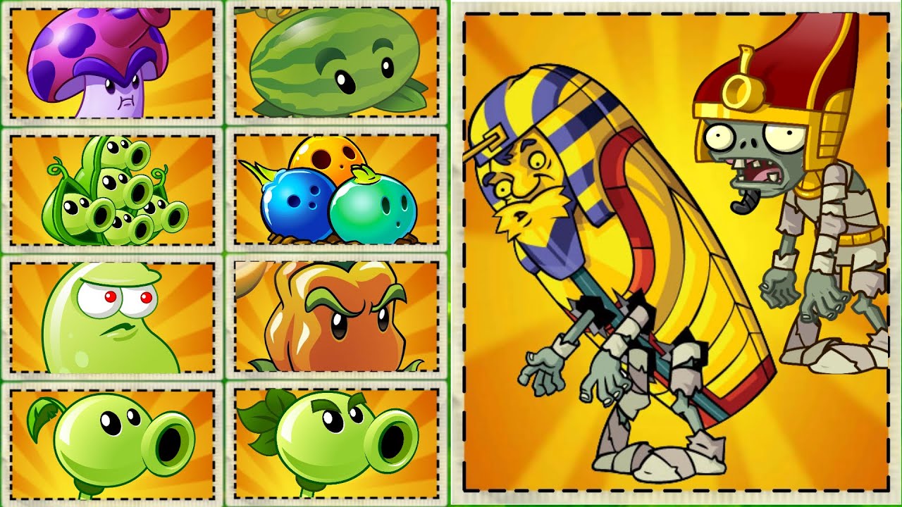 All Free Plants Max Levels vs Pharaoh Zombie - PVZ 2 Gameplay - YouTube