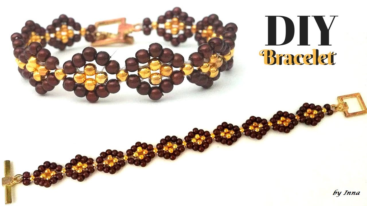 Beaded bracelet ,beginners pattern - YouTube