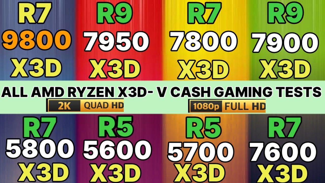 9800x3d vs 7950x3d vs 7800x3d vs 7900x3d vs 5800x3d 5600x3d vs 7600x3d ...