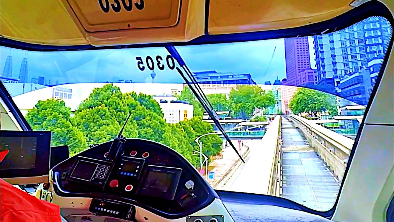 Railway. KL Monorail. Train Driver's Eye View Front Window View/КЛ ...