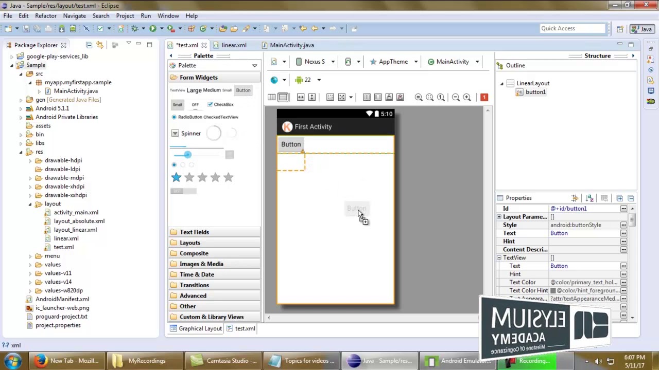 Attributes of Linear Layout – orientation - YouTube
