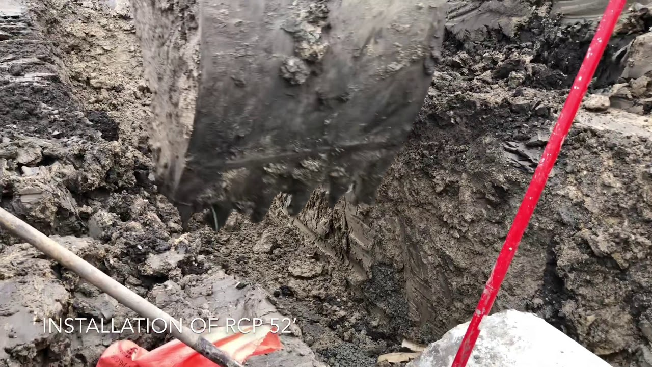 Installation of Storm Rain (RCP) 52 - YouTube
