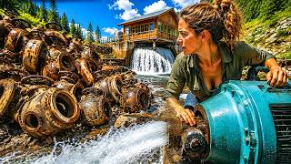 They Left 270 Massive Rusted Steam Governors — Her Custom Micro-Hydro Plant Runs Perfectly Now
