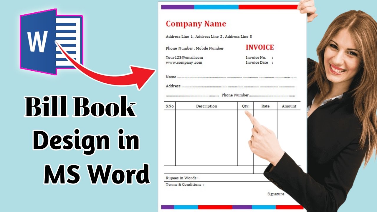 How to Make Bill Book Design in MS Word || ms word me shop bill kaise ...