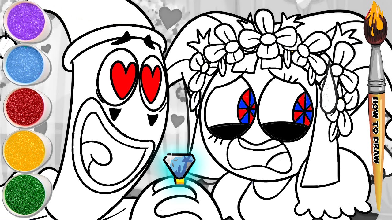 COLORING wedding KAUFMO and POMNI from THE AMAZING DIGITAL CIRCUS - YouTube