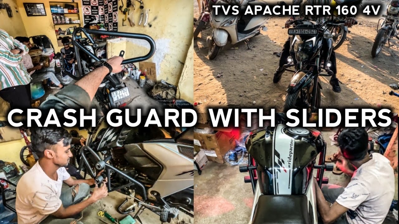 CRASH GUARDS WITH SLIDERS | TVS APACHE RTR 160 4V - YouTube