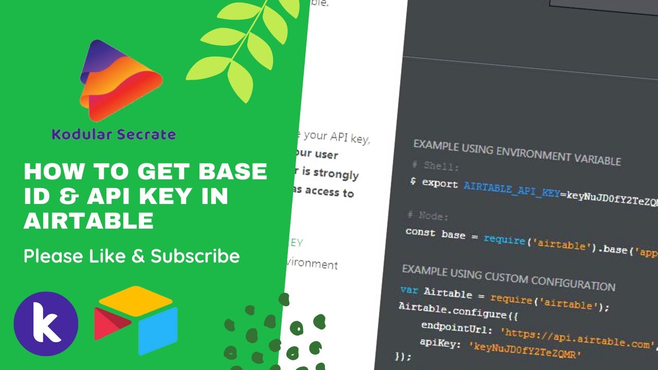 How to get API Key and Base ID in airtable | By KodularSecrate - YouTube