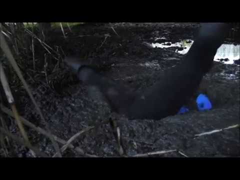 Diving into soft mud with jods and rubber boots - YouTube