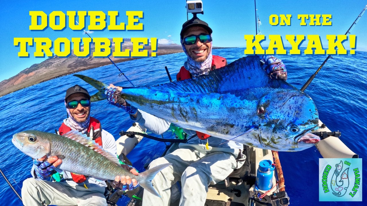 KAYAK FISHING for MAHI MAHI in Maui Hawaii - Double Hook-Up, Dorado ...