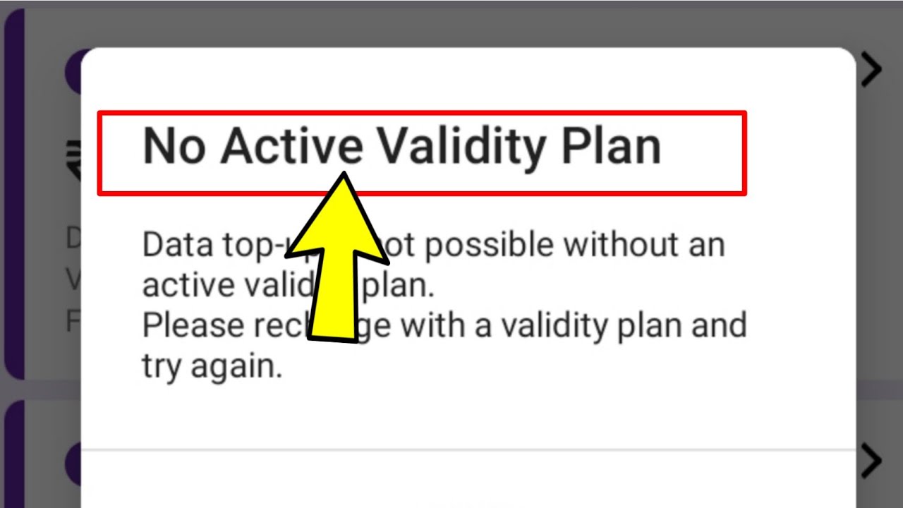 No Active Validity plan problem Sloved Like Jio, vi , Airtel, BSNL ...