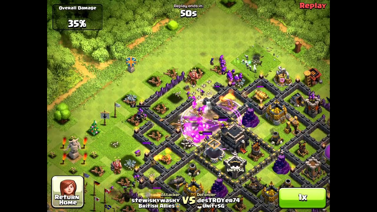 Clash of Clans, 48% defense with max level troops - YouTube