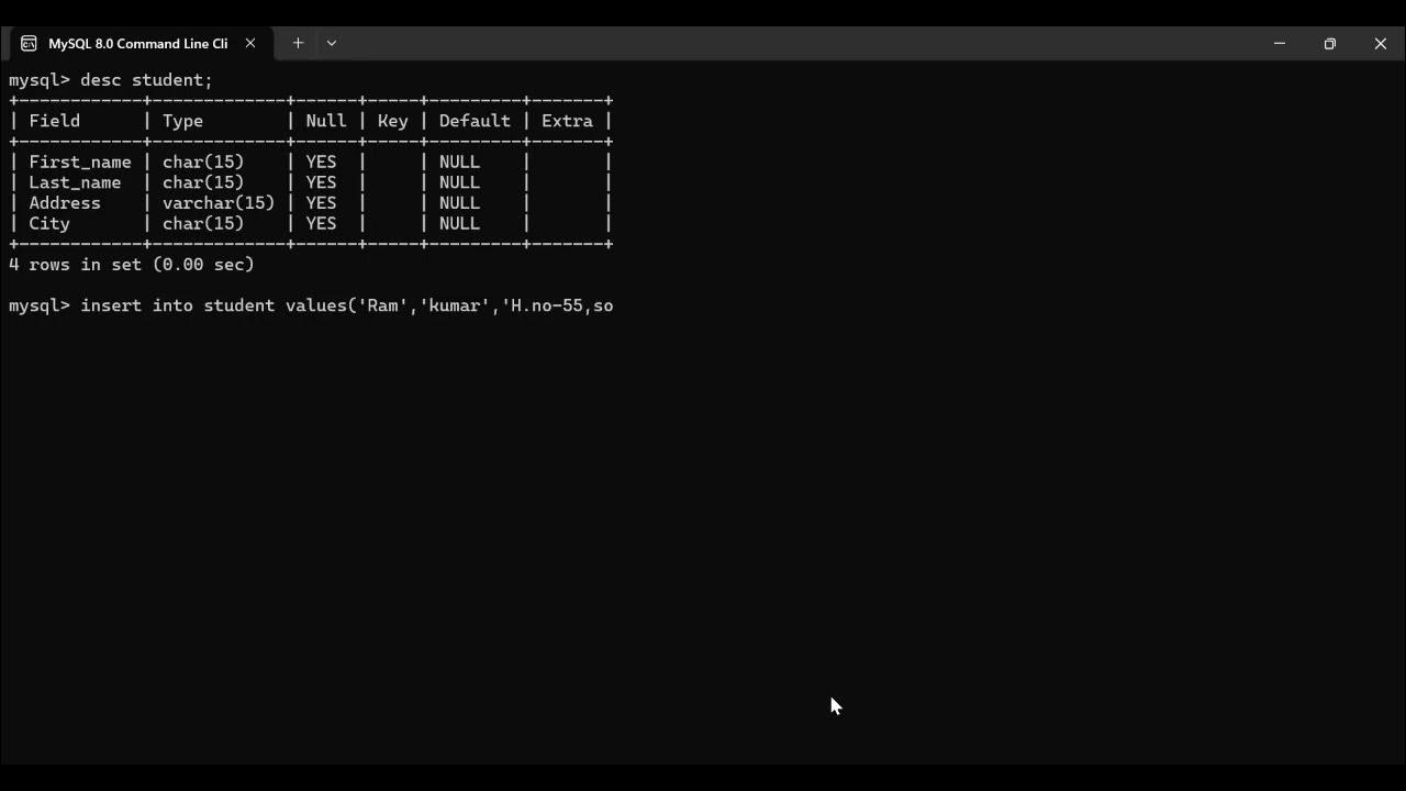 How To Insert Values In Table In Mysql Youtube