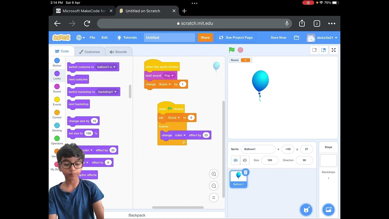 Code With AR | Scratch 3.0 | Pop the balloons | Tutorial | Game - YouTube