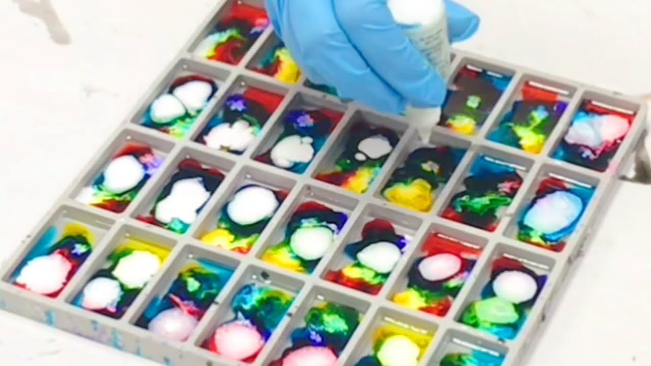 Colorful Rainbow Alcohol Ink and Resin Dominoes - YouTube