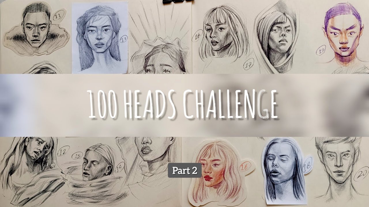 #100 Heads Challenge (part2) ball point pens - YouTube