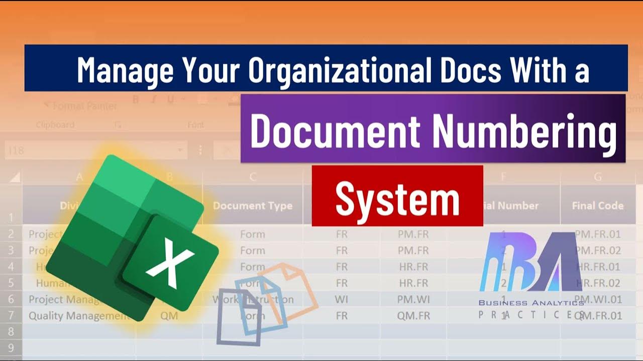 Document Numbering System Excel Solution Youtube