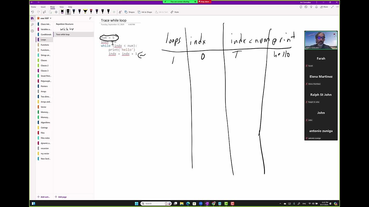 091724 COSC 1336 Python while display hello - YouTube