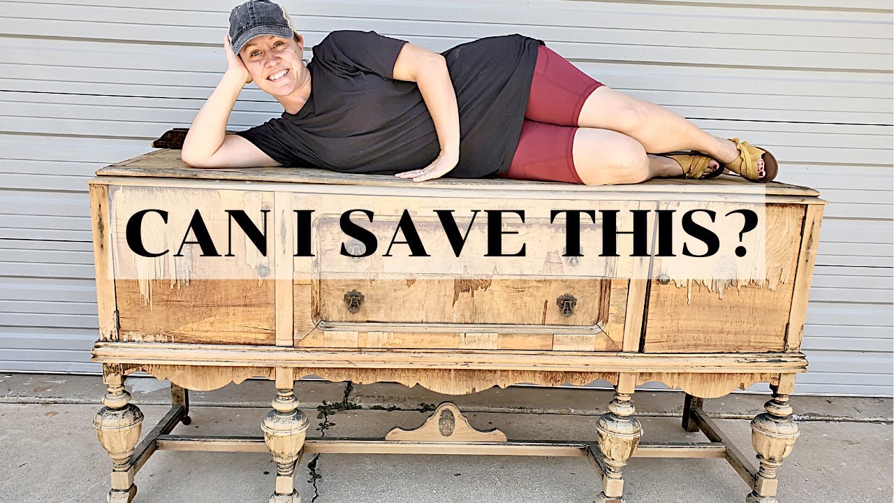 Destroyed and Falling Apart Antique Buffet Finds A New Life With a ...