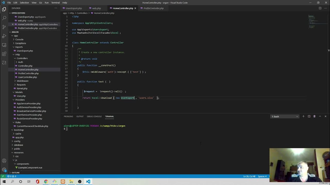 Laravel 8 Export Excel Xlsx Using Maatwebsite Wrapper Youtube