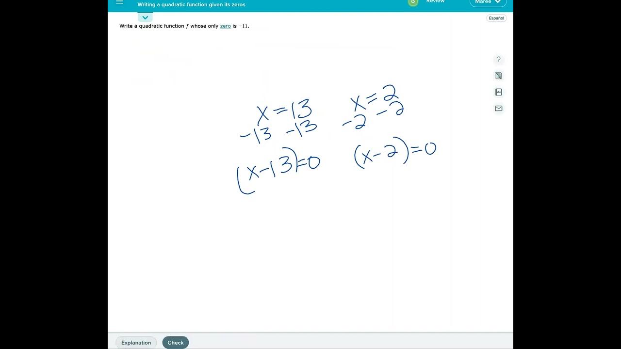 Writing a quadratic function given its zeros - YouTube