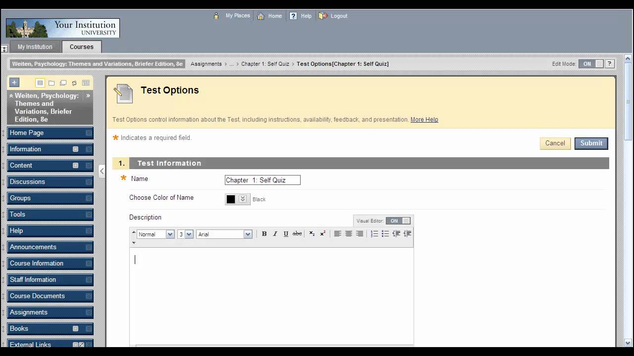 Modifying Assignments in WebTutor/Course Cartridges for BlackBoard: For ...
