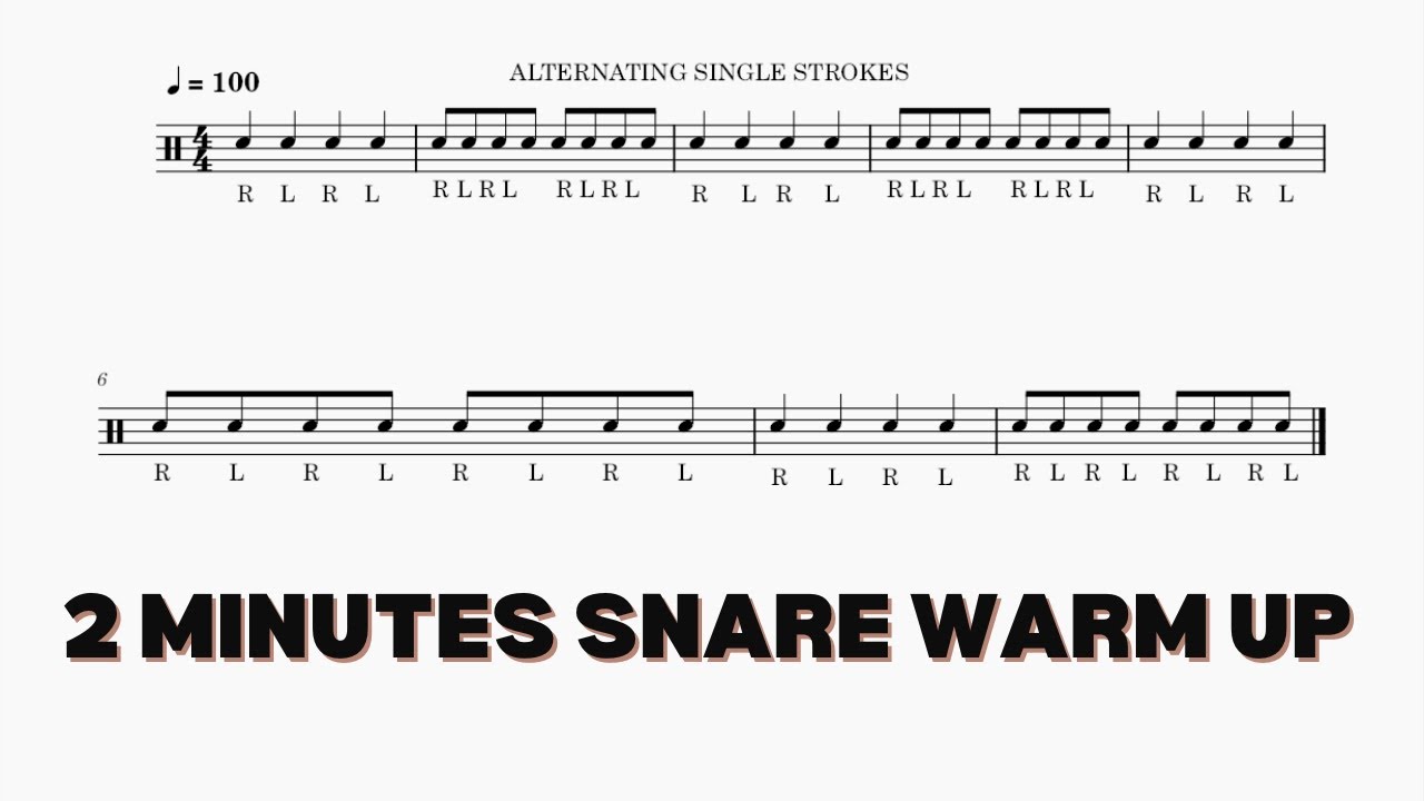 snare WARM UP SINGLES, DOUBLES AND PARADIDDLES - YouTube