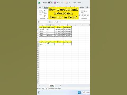 Dynamic Index Match Function in Excel | #excel - YouTube