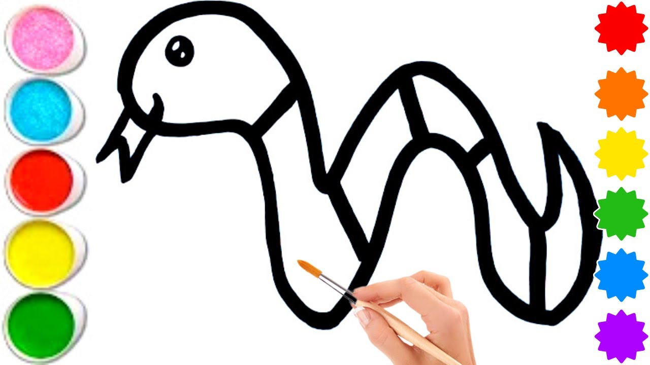Drawing and Painting Colorful Rainbow Snake | Simple Watercolor ...