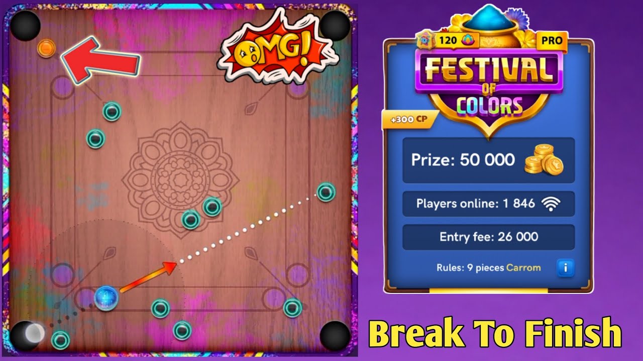 Festival Of Color Pro 😱 Break To Finish Amazing Game 🔥 Carrom Pool ...
