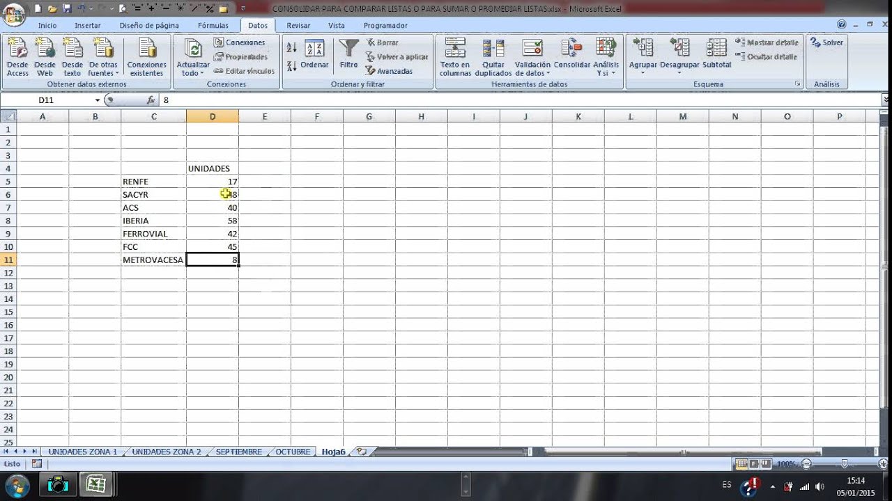 CONSOLIDAR EN EXCEL PARA COMPARAR LISTAS O PARA SUMAR DE VARIAS LISTAS ...