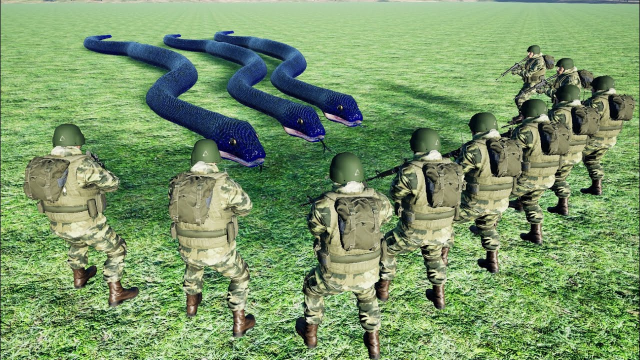 3 Giant Snakes Vs 10x Men - NPC Fights & Active Ragdoll Physics | Cry ...