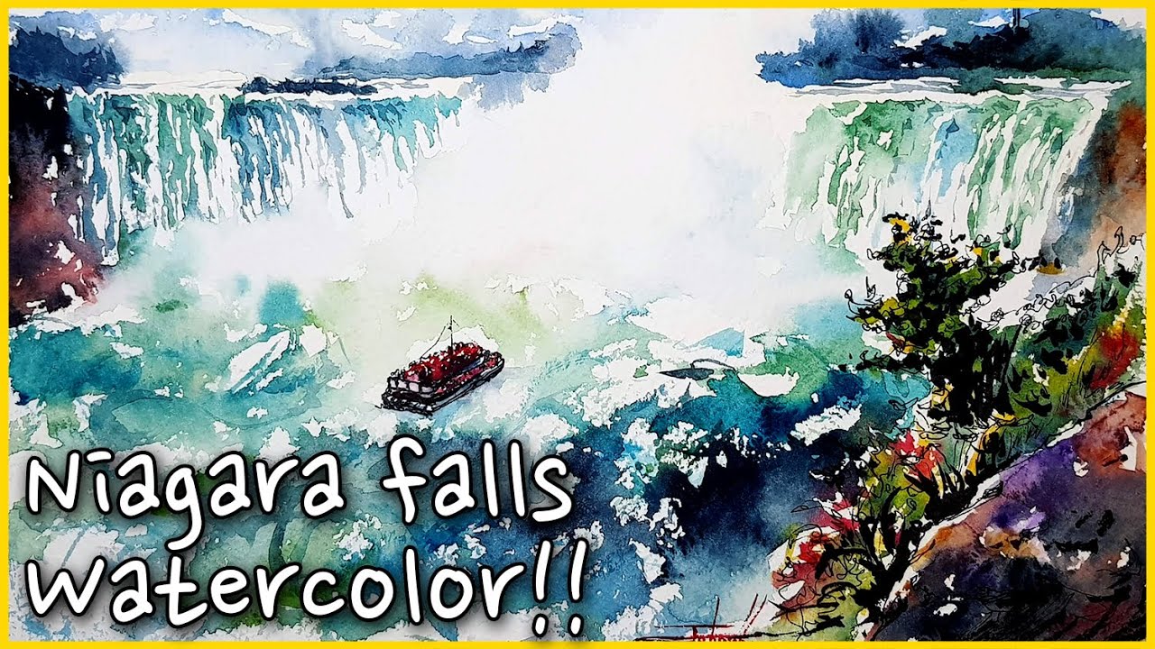 #1. Niagara falls drawing~/ 나이아가라 폭포 그리기~ - YouTube