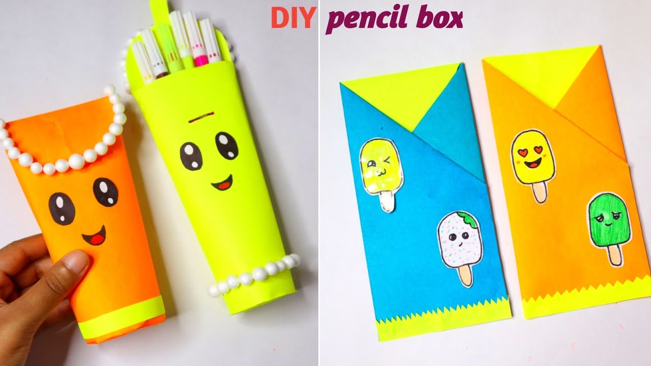 How to make paper pencil box / DIY Origami pencil box / paper pencil ...