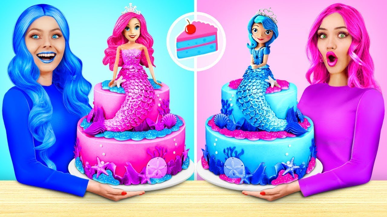 Tantangan Hias Kue Pink vs Biru | Ide Dekorasi 1 Warna oleh RATATA ...