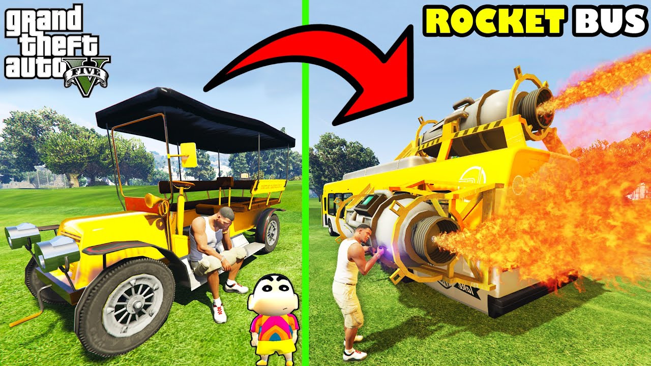 Franklin Upgrading SCHOOL BUS to ROCKET SCHOOL BUS in GTA 5 | SHINCHAN ...